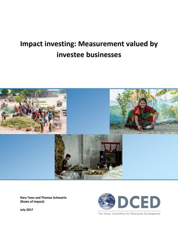 Impact investing: Measurement valued by investee businesses - DCED